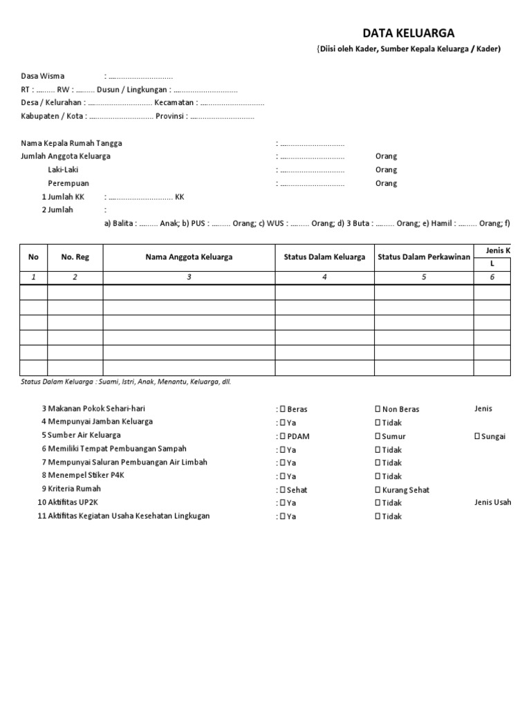 Format Pembukuan PKK | PDF