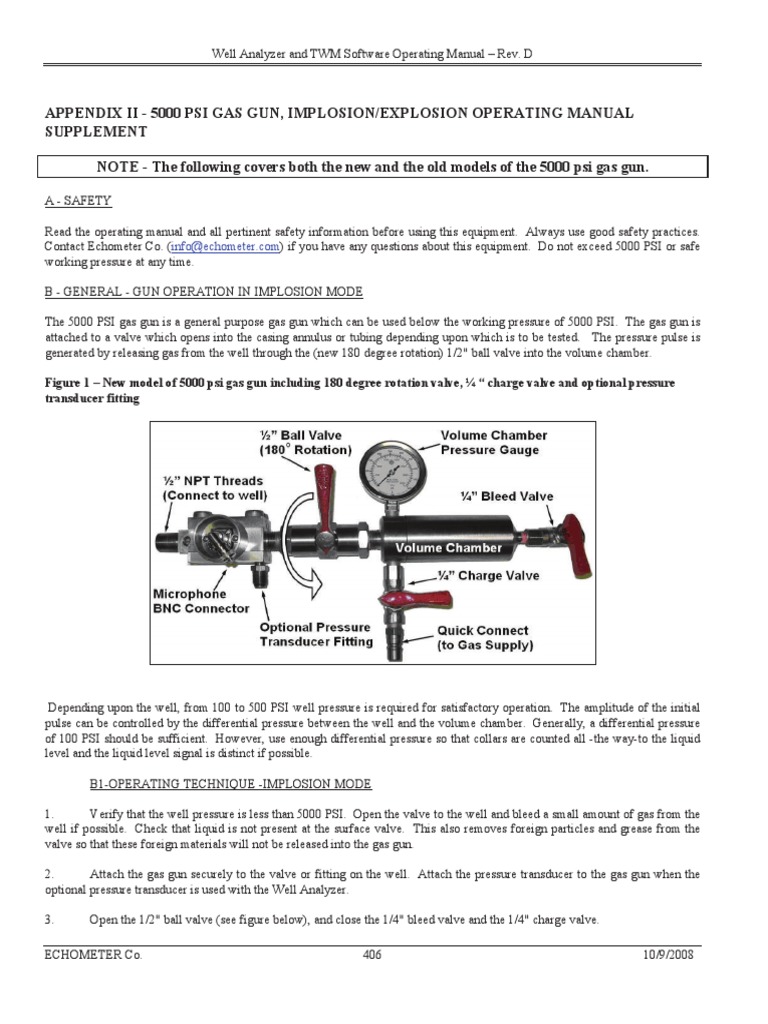 5000psi Gas Gun Operation and Maintenance | PDF | Valve | Pressure