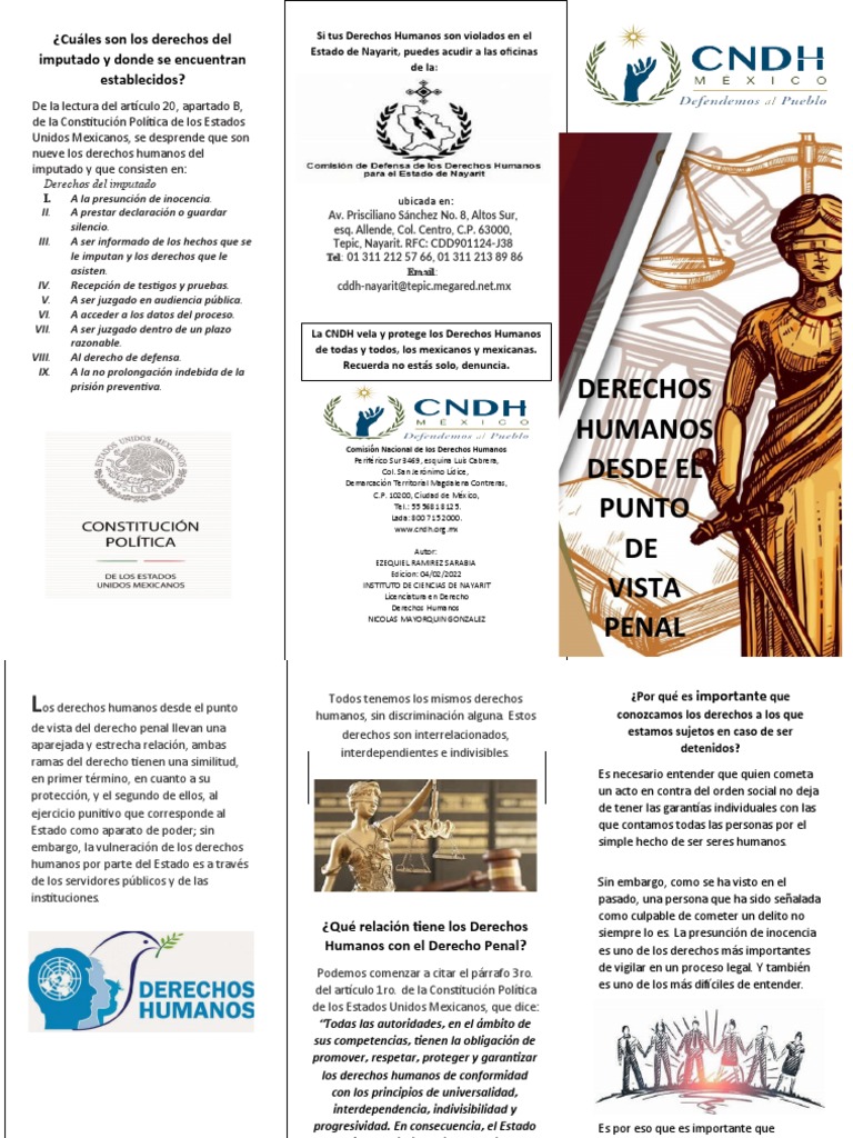 Triptico Derechos Humanos | PDF | Derechos | Derecho penal