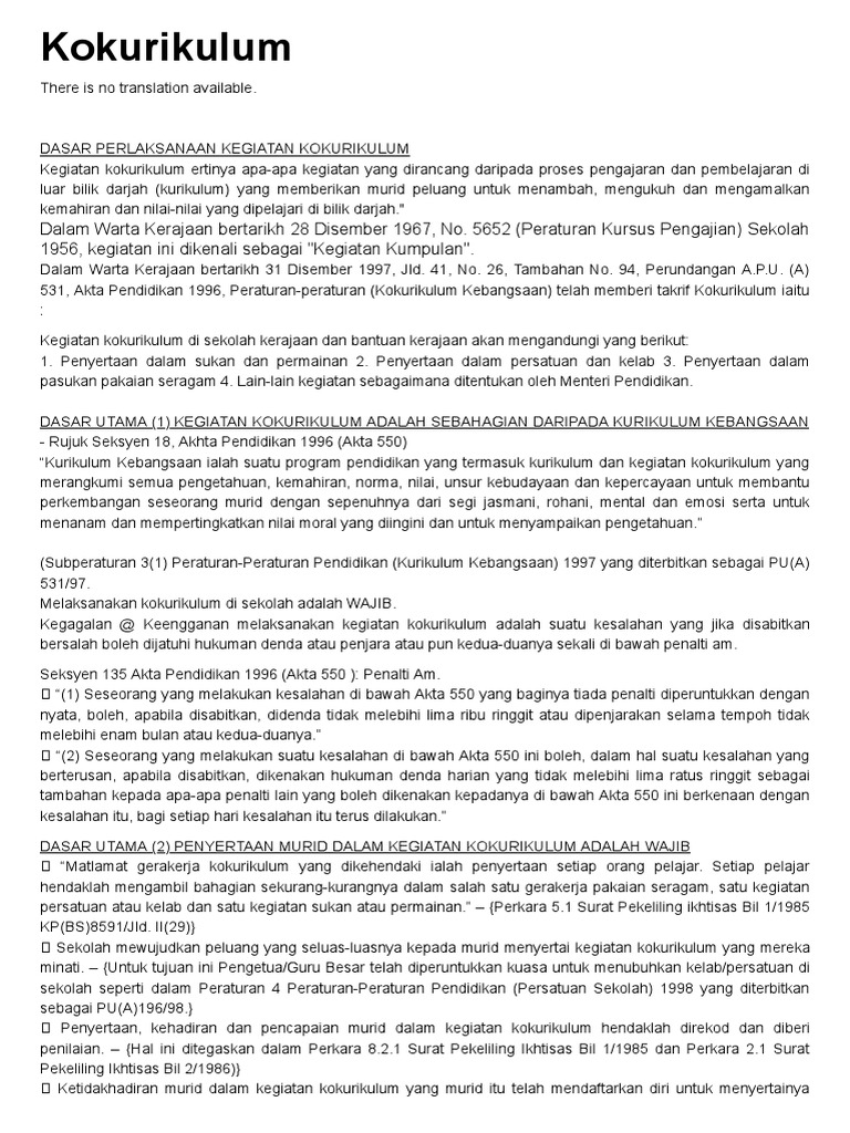 Dasar Kokurikulum KPM | PDF