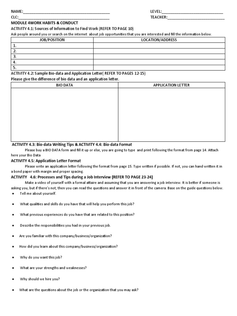 Mydev Module 4 Answer Sheet | PDF | Job Interview | Interview