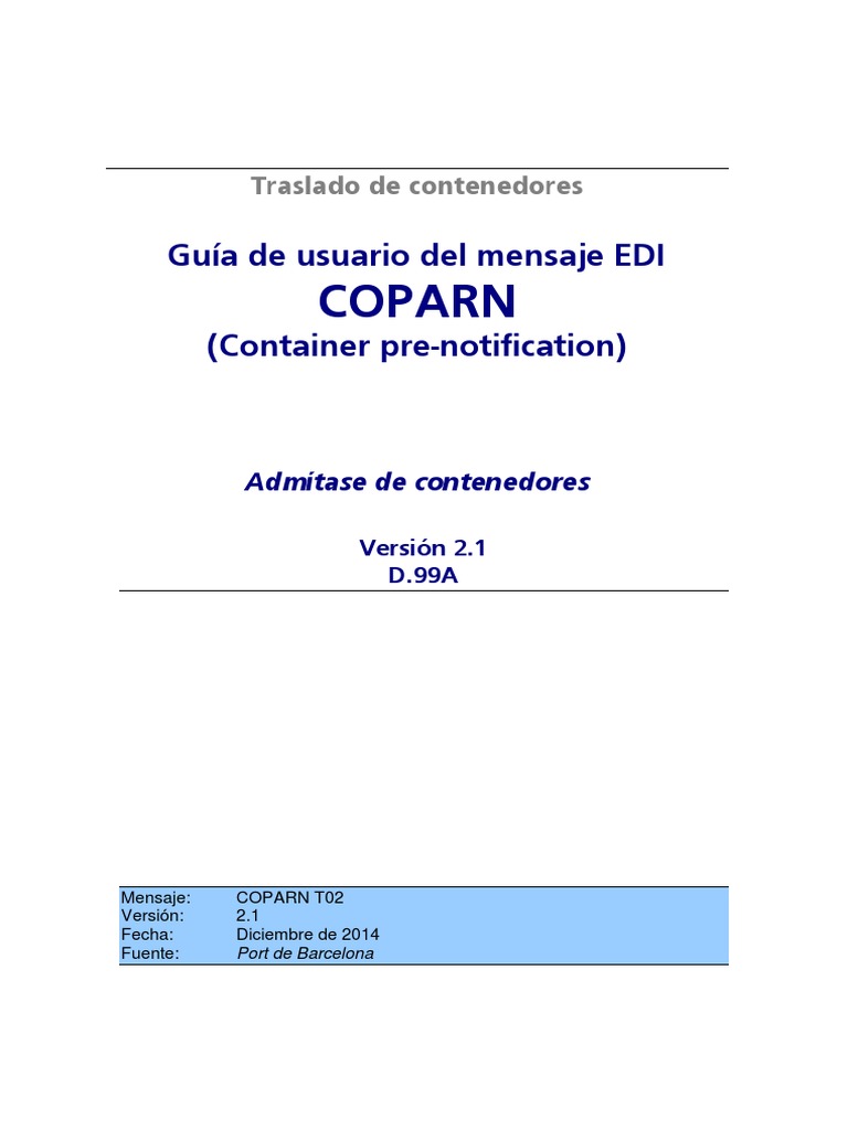 Guía de Usuario Del Mensaje EDI - COPARN 2 | PDF | Transporte | Bienes ...