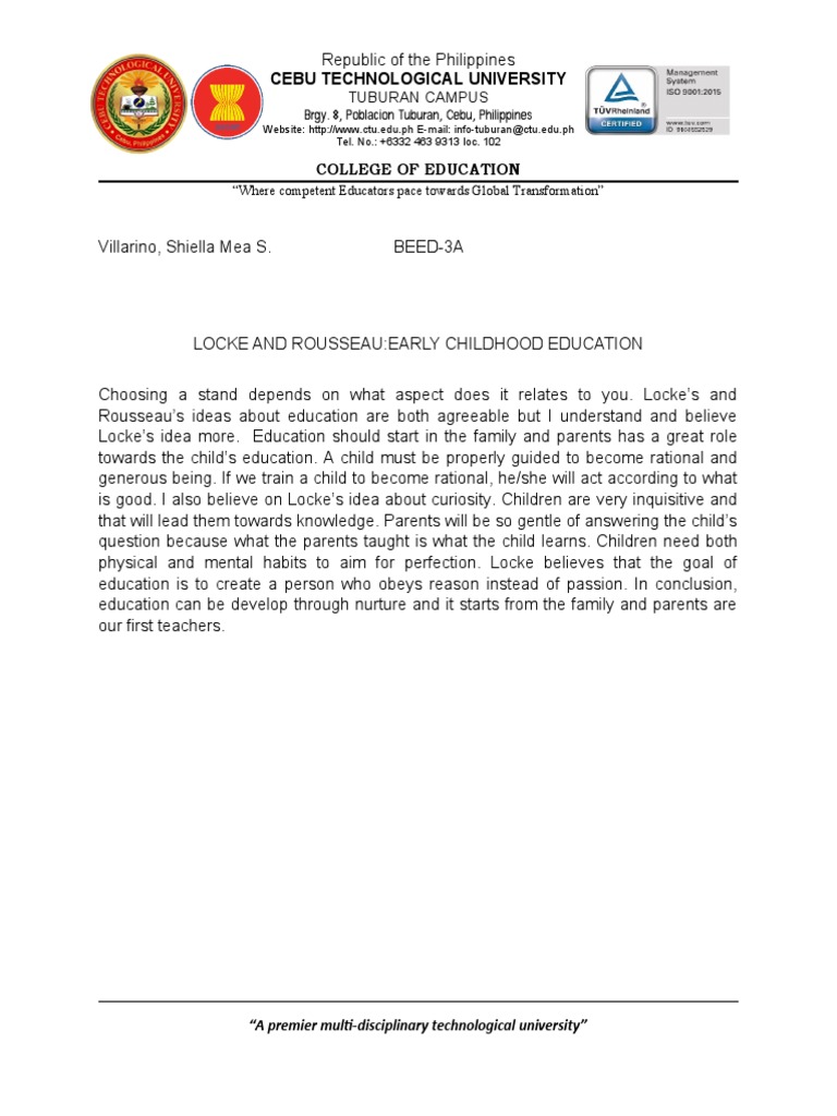 Locke vs. Rousseau on Early Education | PDF