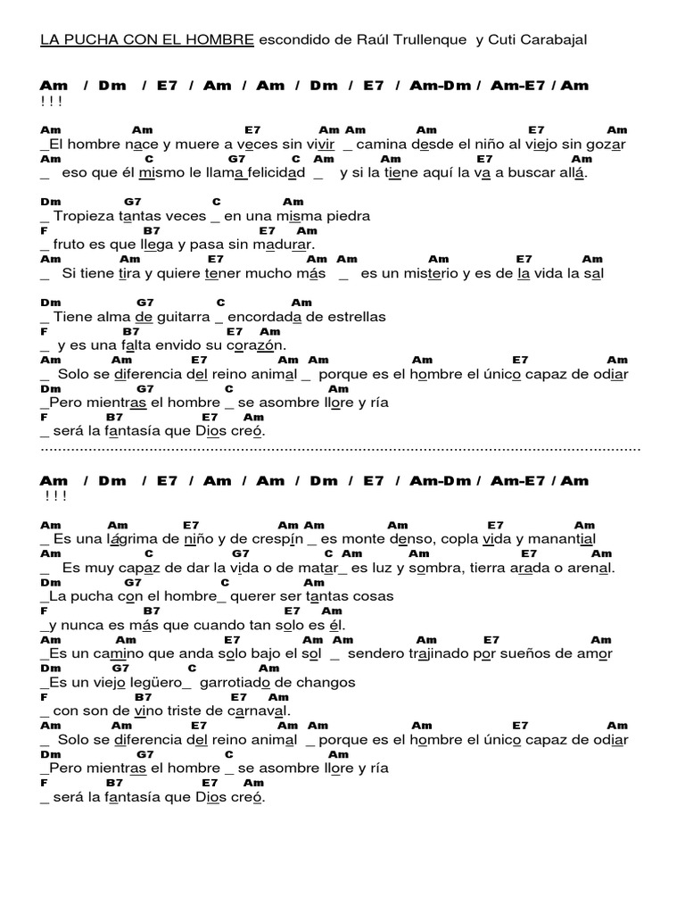 La Pucha Con El Hombre - Escondido GUITARRA | PDF
