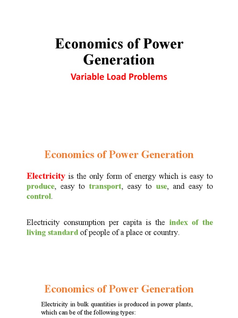 Economics of Power Generation | PDF | Power Station | Energy Technology