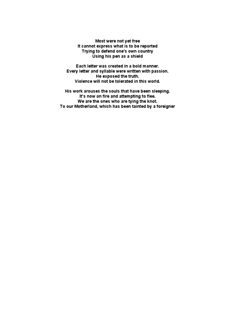 Activity 6 - Original Poem For Our National Hero, Dr. Jose Rizal" | PDF