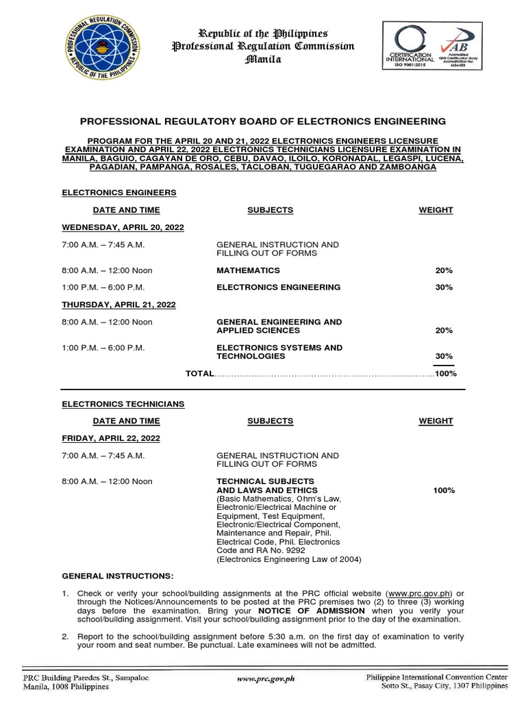 Republic of The Philippines Professional Regulation Commission Manila | PDF