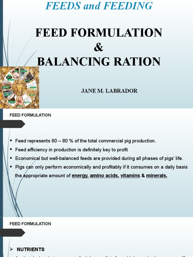 Pig Feed Formulation Guide | PDF | Nutrients | Linear Programming