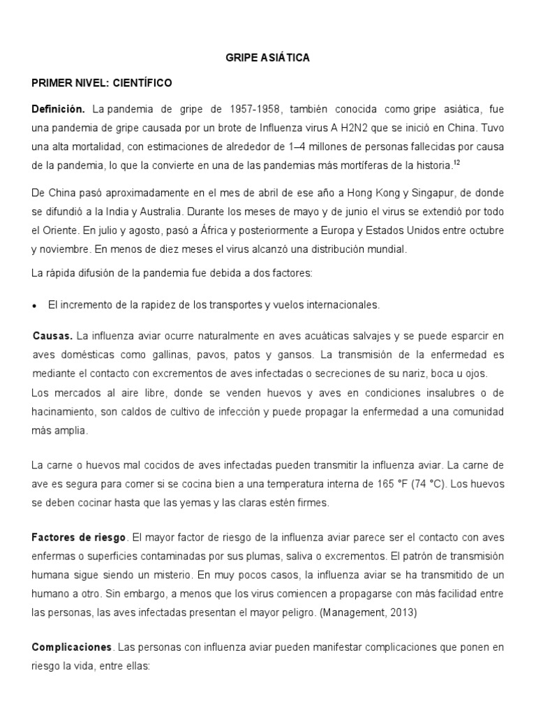 Gripe Asiática: Pandemia y Tratamientos | PDF | Influenza ...