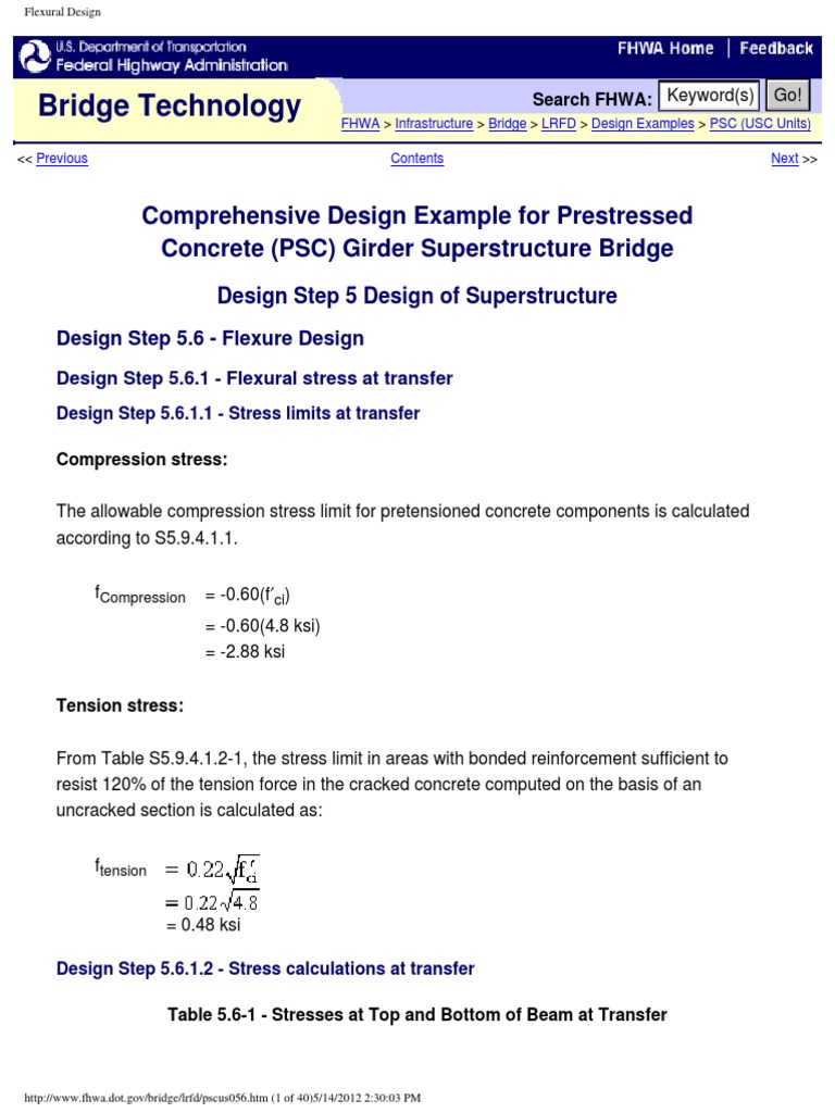 Bridge Technology: Comprehensive Design Example For Prestressed ...