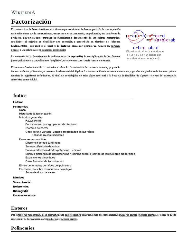 U10 PP 204 Factorización | PDF | Factorización | Matemáticas