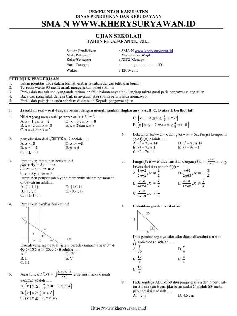 Ujian Matematika SMA N Khery Suryawan | PDF