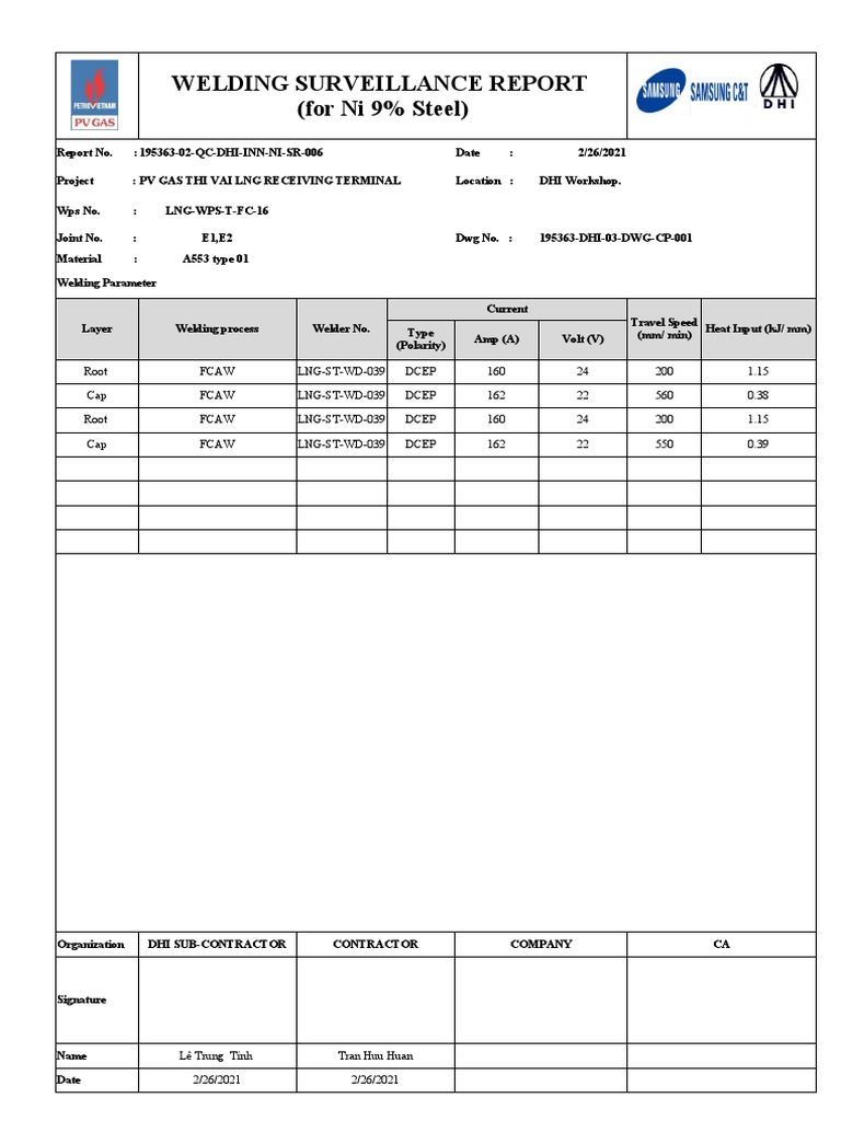 Welding Surveillance Report | PDF | Construction | Welding