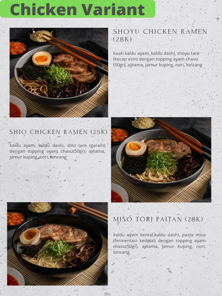 Daftar Menu Yoi Ramen | PDF