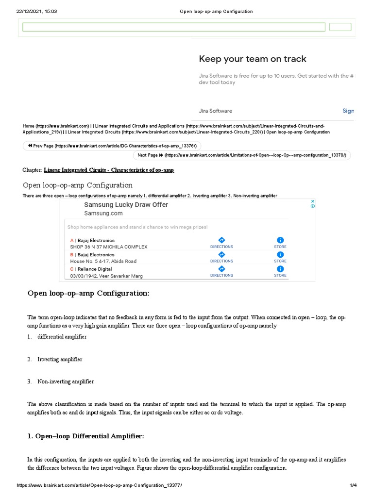 Open Loop-Op-Amp Configuration | PDF | Operational Amplifier | Amplifier