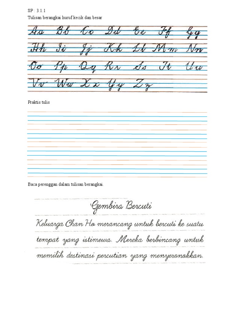 Unit 1 MS 4 - Tulisan Berangkai (3.1.1) PBD | PDF