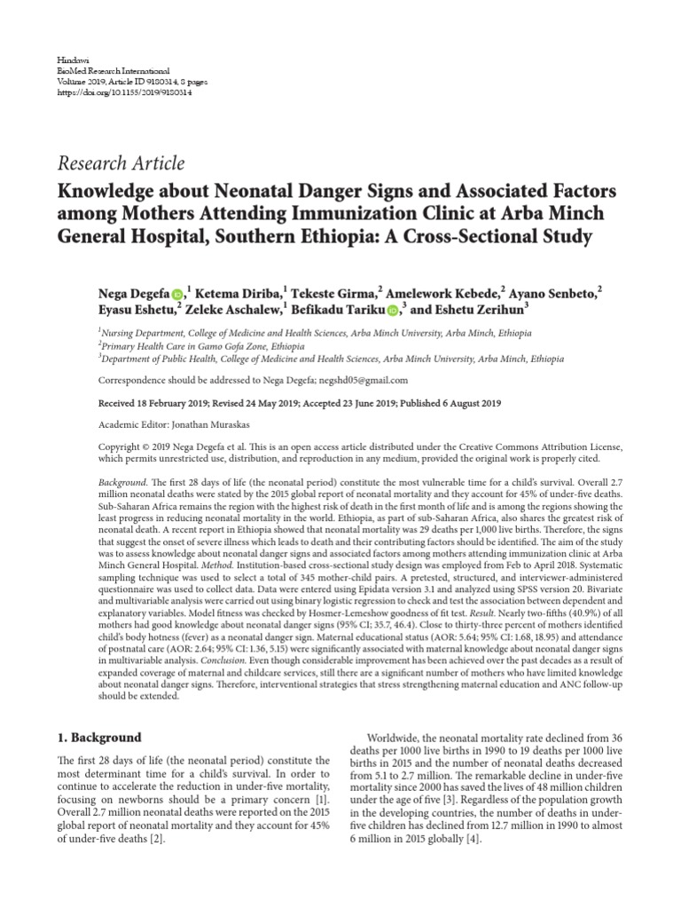 Knowledge About Neonatal Danger Signs and Associat | PDF | Infant ...