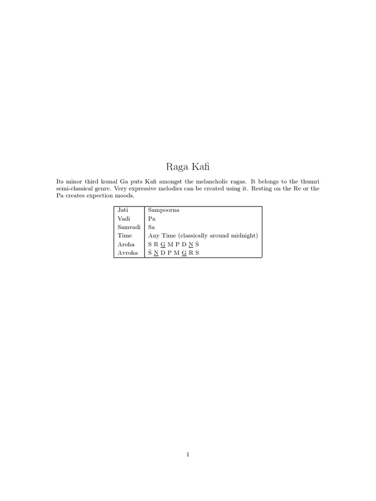 Raga Kafi Explores Melancholic Moods | PDF | Classical And Art Music ...