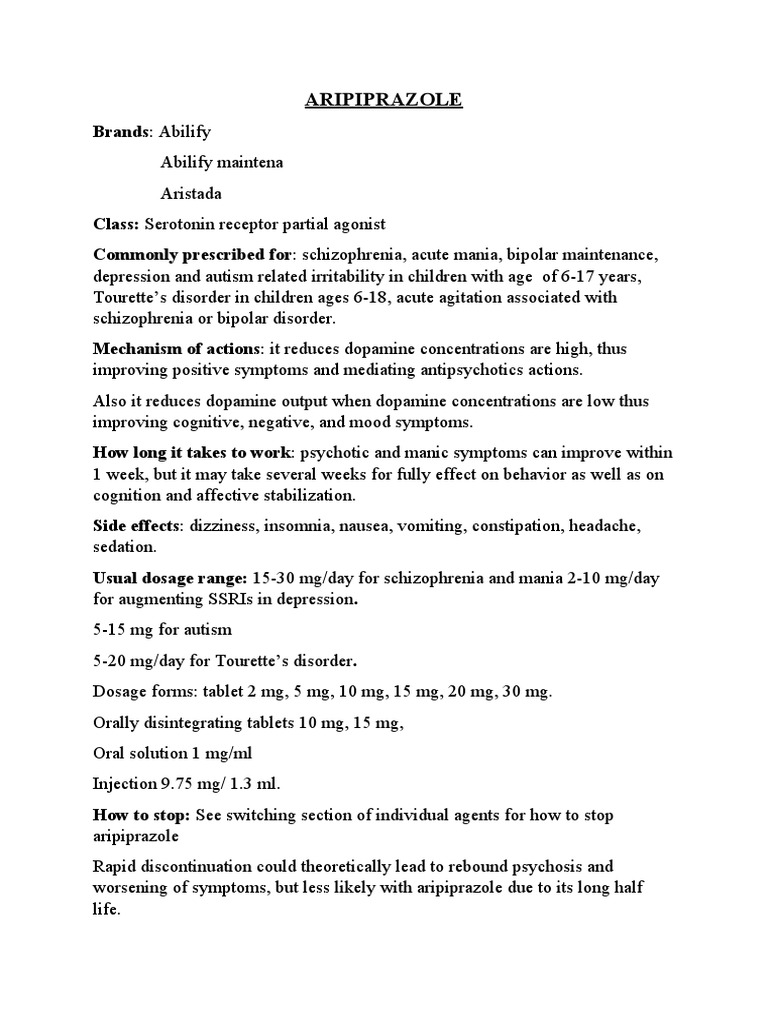 Aripiprazole Drug Info | PDF | Clinical Medicine | Drugs