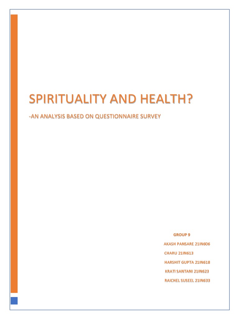 Spirituality and Health?: - An Analysis Based On Questionnaire Survey ...