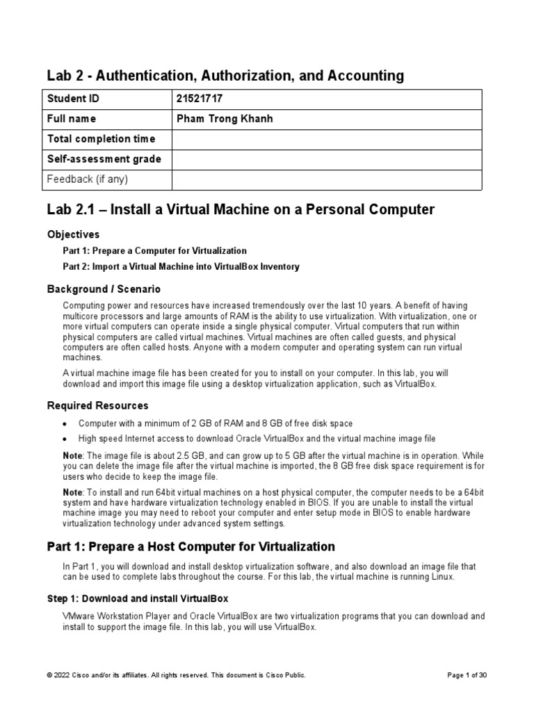Lab 2 - Authentication Authorization Accounting | PDF | Virtualization ...