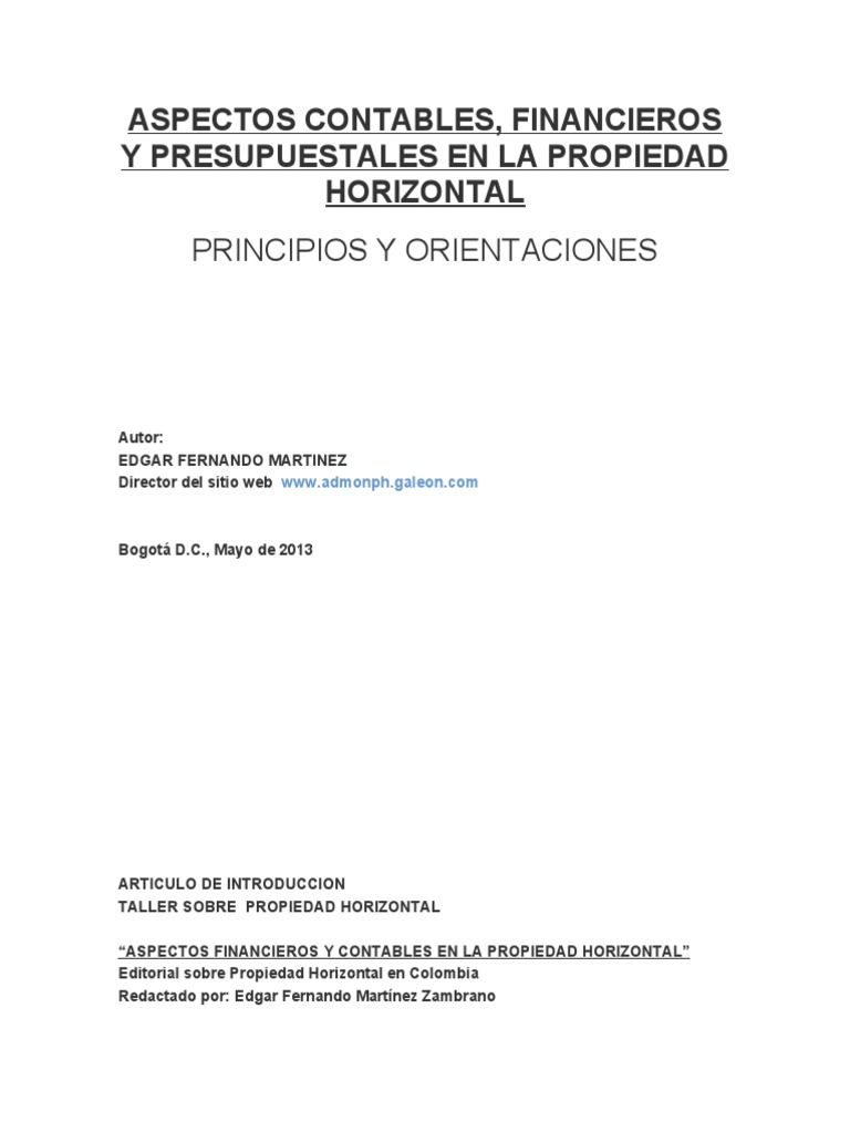 Aspectos Contables de La P. Horizontal | PDF | Contabilidad | Presupuesto