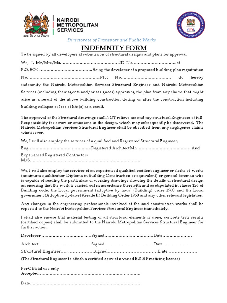 NMS Indemnity Form. | PDF | Indemnity | Justice