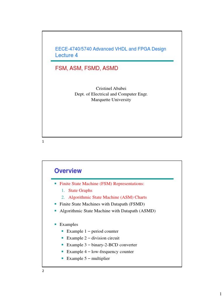 FSM, Asm, FSMD, Asmd: EECE-4740/5740 Advanced VHDL and FPGA Design ...