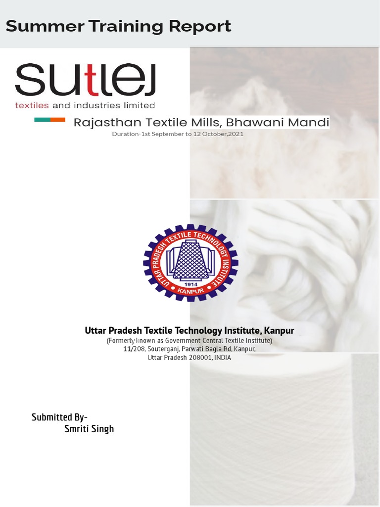 Sutlej Textiles and Industries Summer Training Report-SPINNING | PDF ...