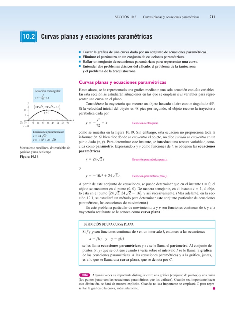 10.2 Curvas Planas y Ecuaciones Parametricas | PDF