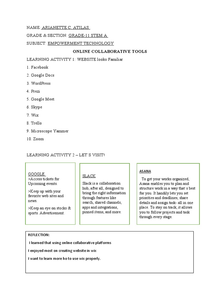 ETECH - Online Collaborative Tools | PDF