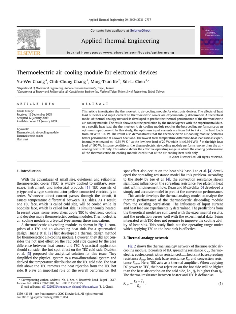 Applied Thermal Engineering: Yu-Wei Chang, Chih-Chung Chang, Ming-Tsun ...