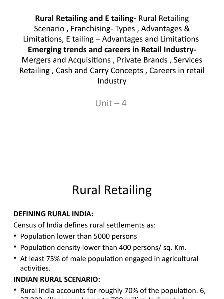 Rural Retailing and E Tailing-Rural Retailing Emerging Trends and ...