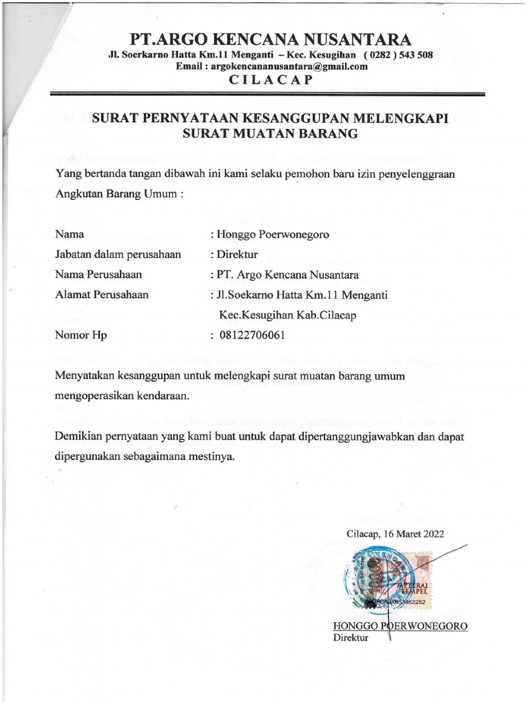 Dilengkapi Dengan Surat Muatan Barang | PDF