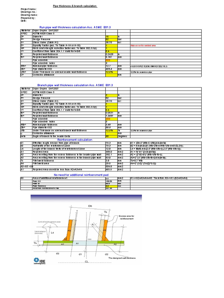 B31.3 - Reinf Pad Calculation | PDF | Pipe (Fluid Conveyance ...