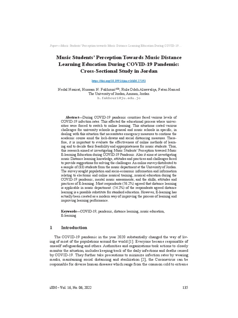 Music Students' Views on E-Learning During COVID | PDF | Educational ...