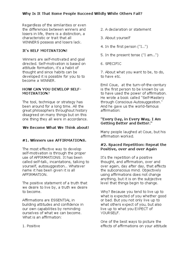 Mastering Self-Motivation for Success | PDF | Attitude (Psychology ...