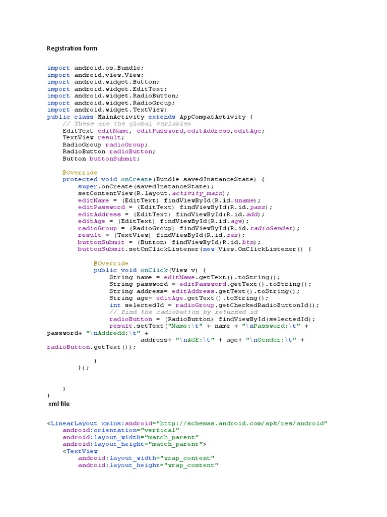 Registration Form: Import Import Import Import Import Import Import Public Class Extends | PDF ...