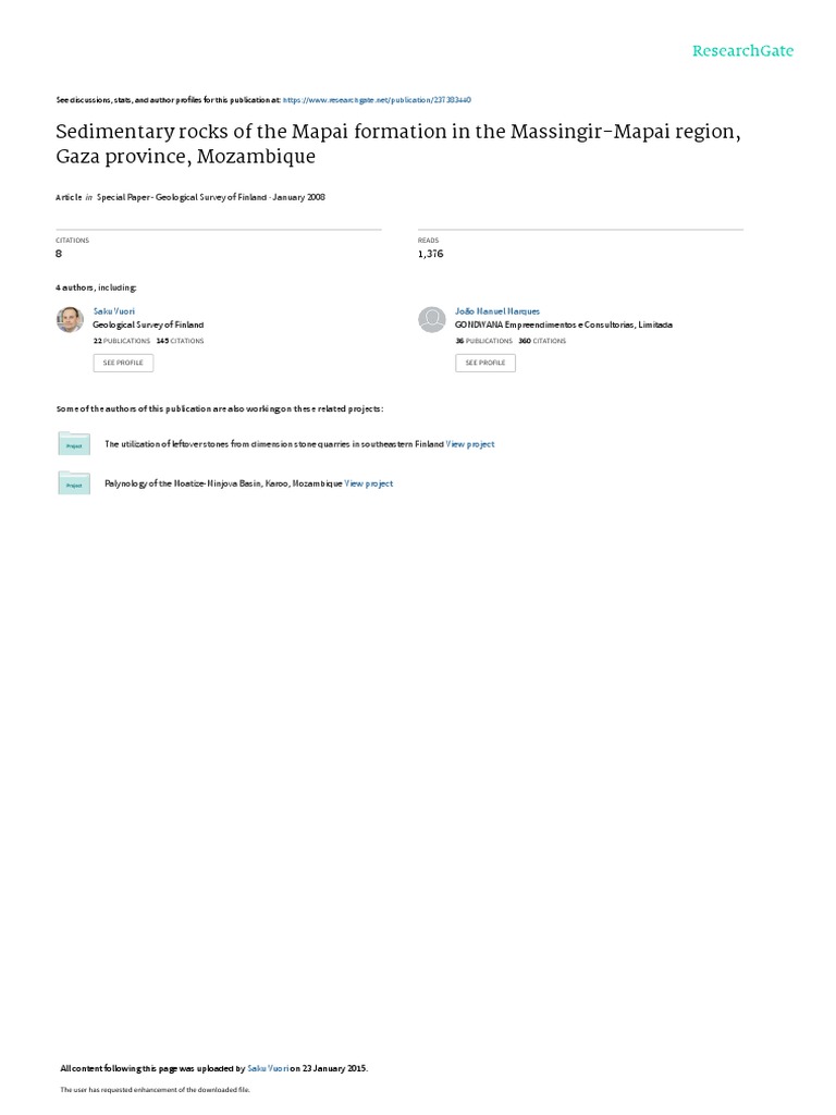 Sedimentary Rocks of The Mapai Formation in The Massingir-Mapai Region ...