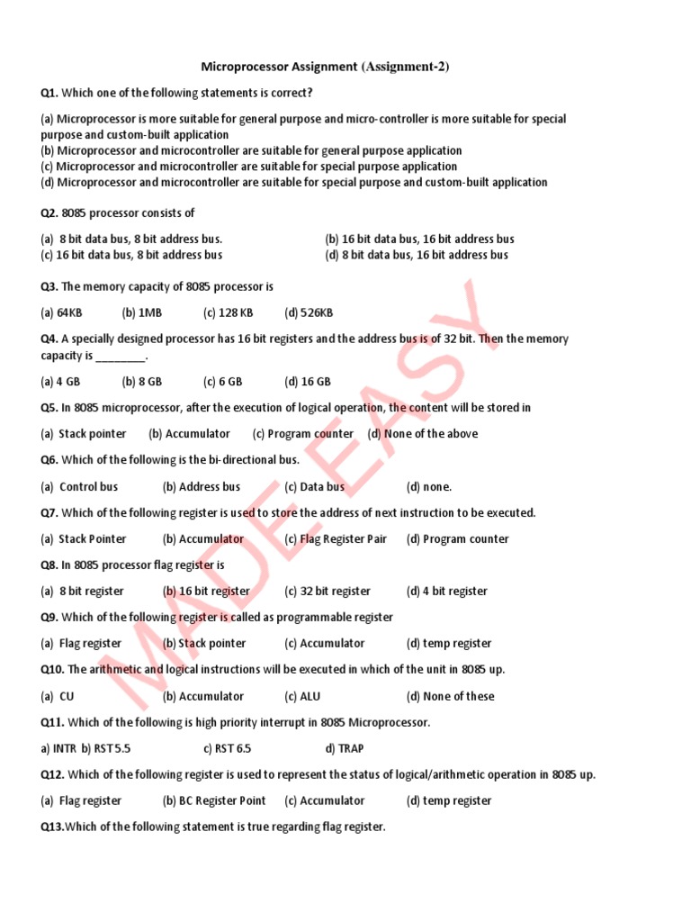 Microprocessor Assignment (Assignment-2) | PDF | Central Processing Unit | Microprocessor