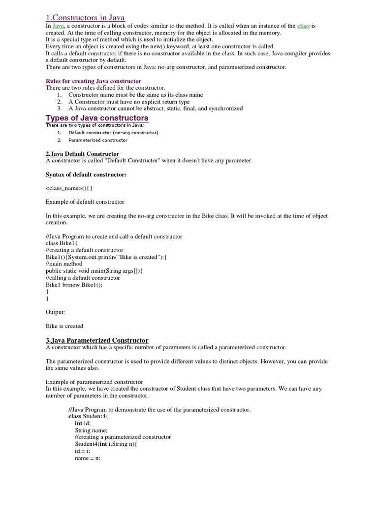 Nstructors In Java Download Free Pdf Inheritance Object 3815