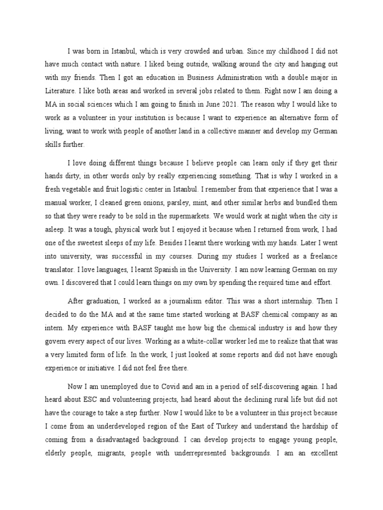 Social Work ESC Motivation Letter | Download Free PDF | Cognition