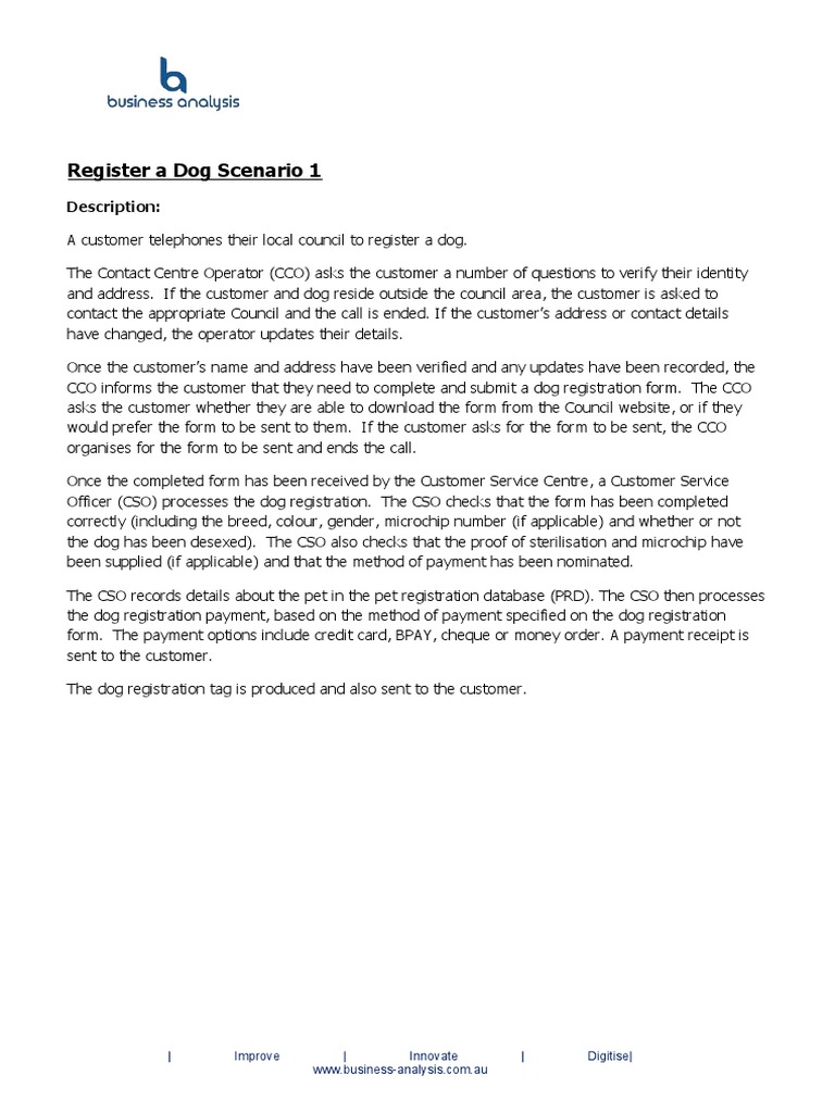 BA Case Study - Register A Dog v0 05 - Evan Wheeler | PDF | Payments ...