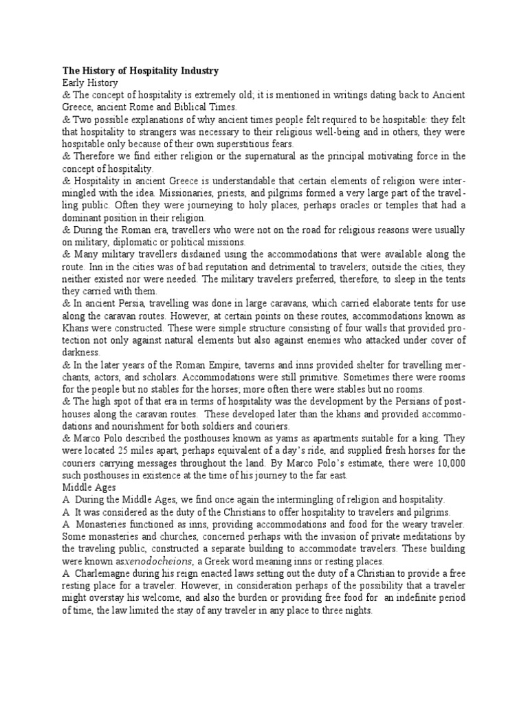 The History of Hospitality Industry | PDF | Inn | Stagecoach