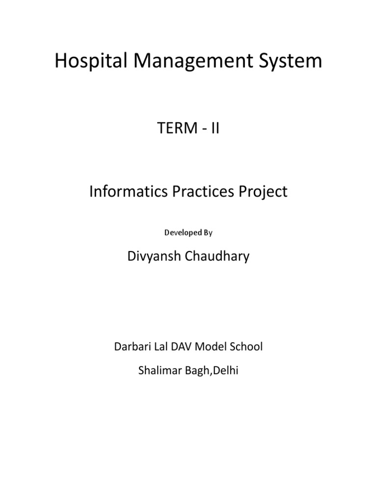 IP Project File | PDF | Hospital | Computing IP Project File | PDF | Hospital | Computing