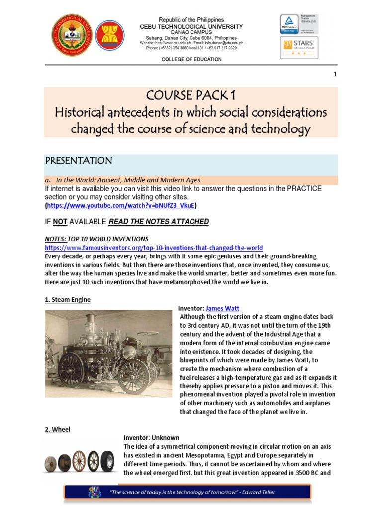 Course Pack 1 Historical Antecedents in Which Social Considerations ...
