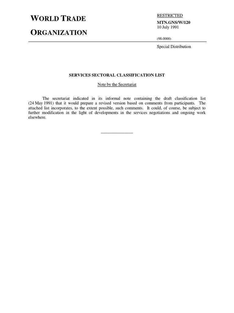 Services Sectoral Classification List | PDF | Transport | Credit