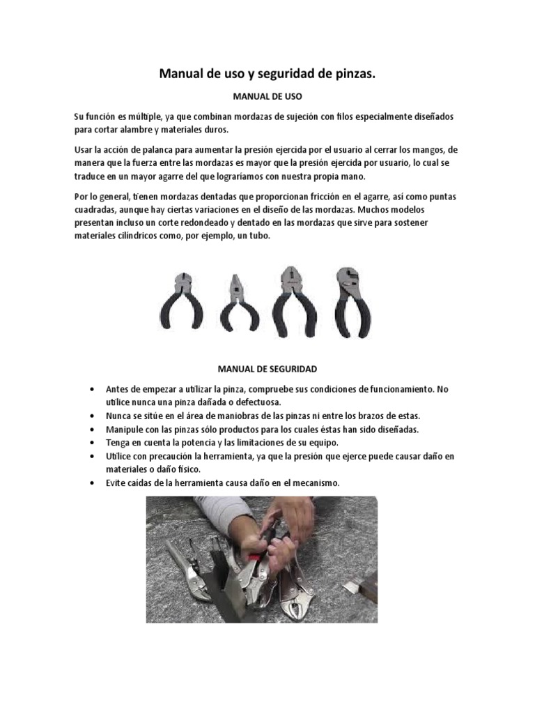 Uso y seguridad de pinzas manuales | PDF