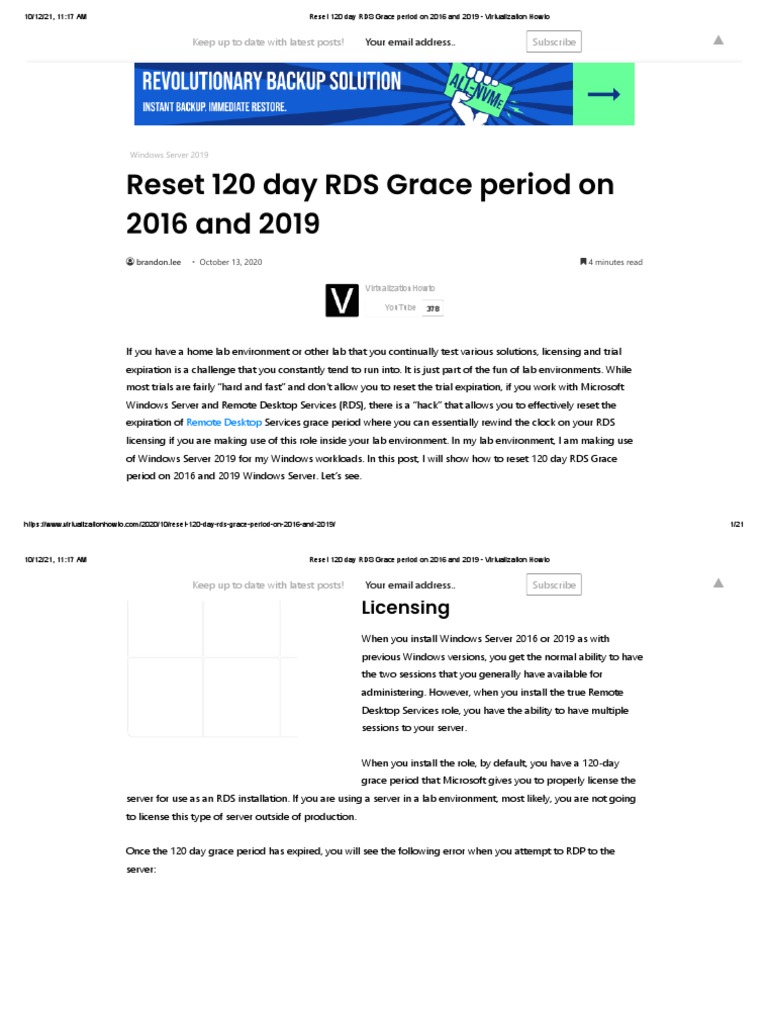 Resetting RDS Grace Period on Windows Server | PDF | Remote Desktop ...