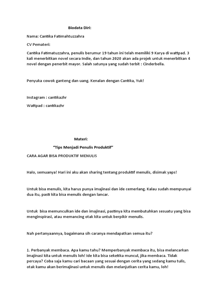 Notulen Seminar Kepenulisan | PDF | Pengembangan Diri